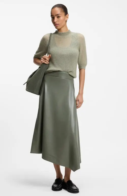 BOSS Ventara Faux Leather Midi Skirt