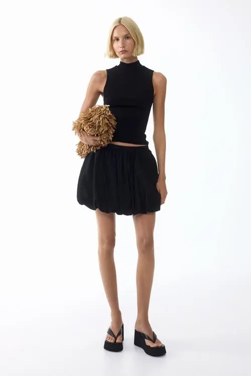 H&M Viscose Ribbed Mock Turtleneck Sleeveless Top