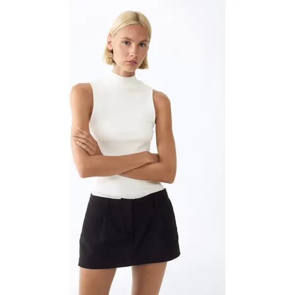H&M Viscose Mock Turtleneck Top - White