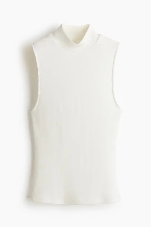 H&M Viscose Mock Turtleneck Top - White