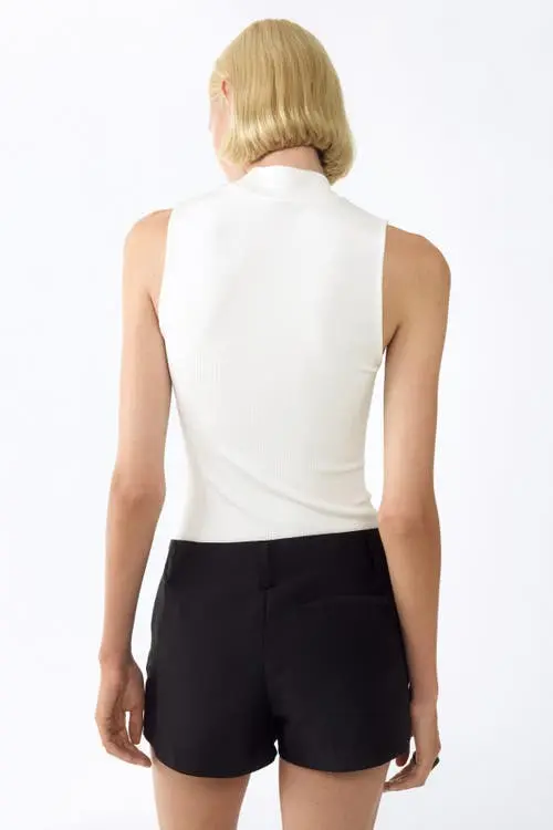 H&M Viscose Mock Turtleneck Top - White