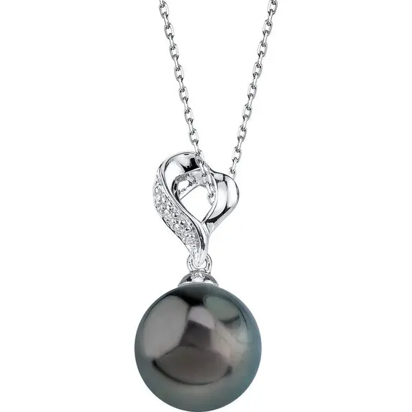 The Pearl Source Tahitian South Sea Pearl And Diamond Pendant Necklace In 14k - White Gold