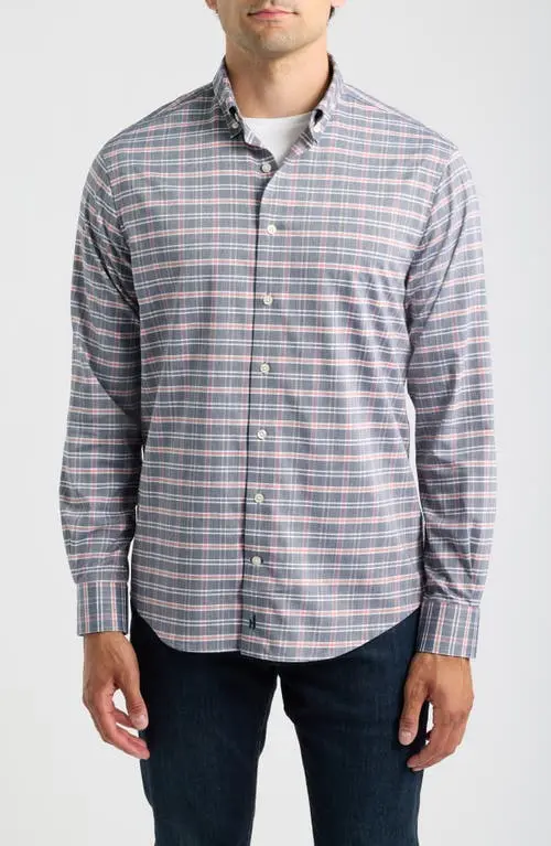 Johnnie-o Basswood Plaid Performance Long Sleeve Button Down Shirt - Navy