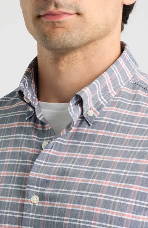 Johnnie-o Basswood Plaid Performance Long Sleeve Button Down Shirt - Navy