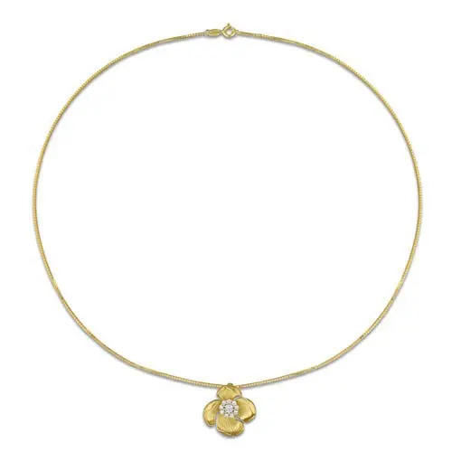 JULIANNA B. Lab-grown Diamond Flower Necklace In Yellow Plated Sterling Silver