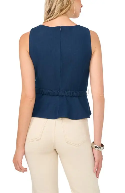 Vince Camuto Seamed Belted Peplum Shell