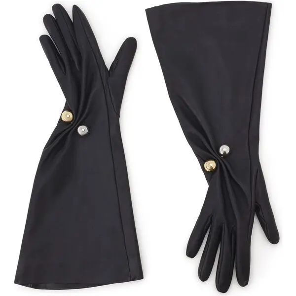 LANVIN Ondine" Leather Gloves With Metal Buttons