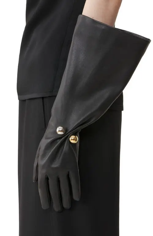 LANVIN Ondine" Leather Gloves With Metal Buttons