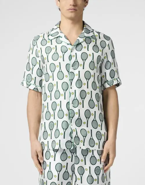 Philipp Plein Silk Bowling Shirt Tennis
