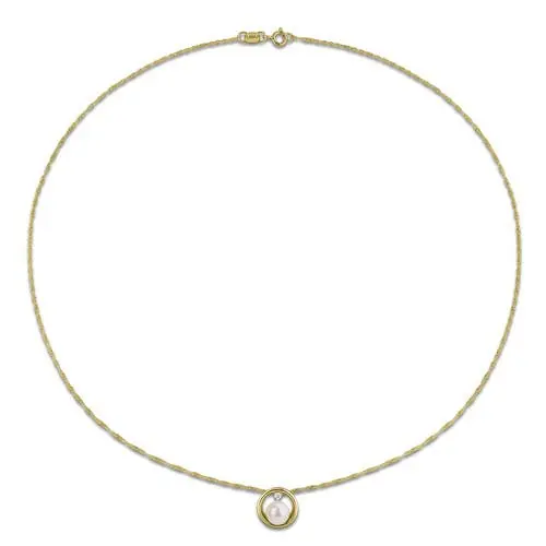 JULIANNA B. Cultured And Diamond Necklace In 10k Yellow Gold
