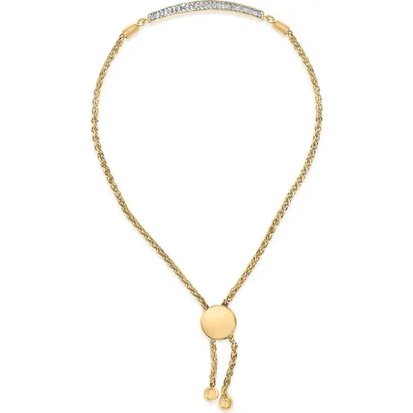 HAUS OF BRILLIANCE Gold Vermeil Diamond Accent Bar Lariat Bolo Bracelet - Silver