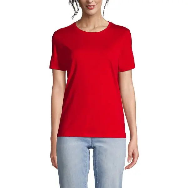 LANDS' END Supima Cotton Crewneck T-shirt - Compass Red