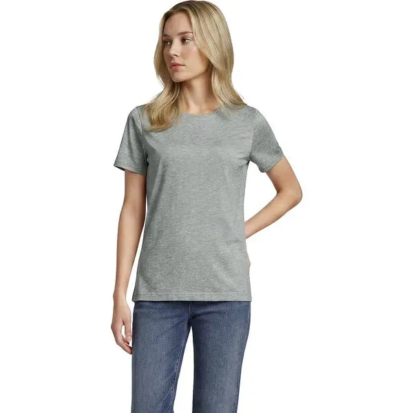 LANDS' END Supima Cotton Crewneck T-shirt - Gray Heather