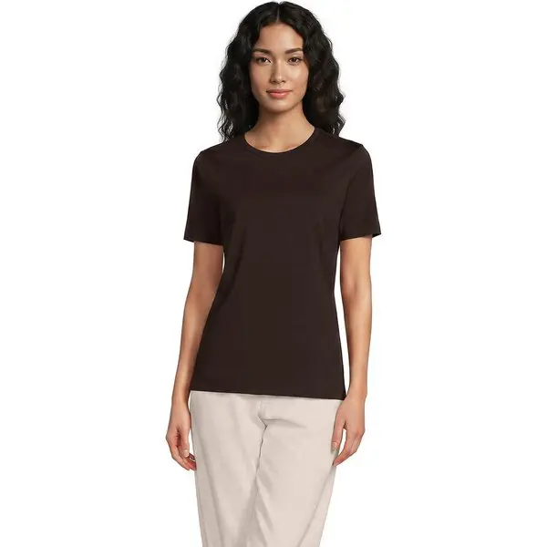 LANDS' END Supima Cotton Crewneck T-shirt - Rich Coffee