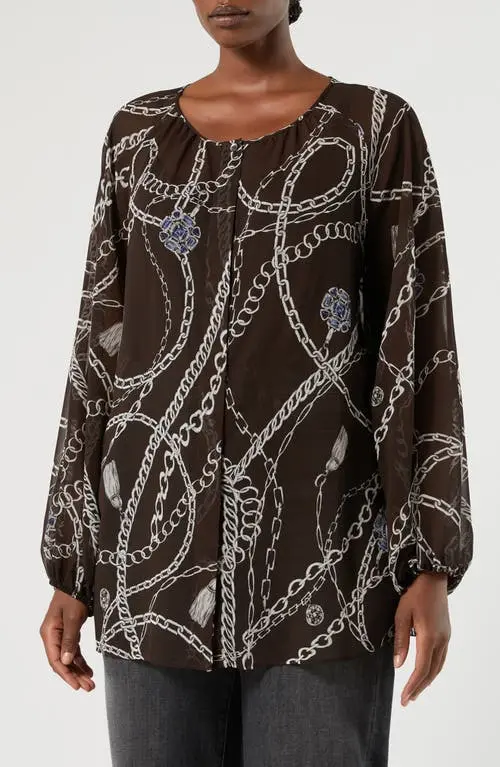 Marina Rinaldi Jewel Print Long Sleeve Georgette Tunic