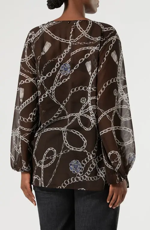 Marina Rinaldi Jewel Print Long Sleeve Georgette Tunic