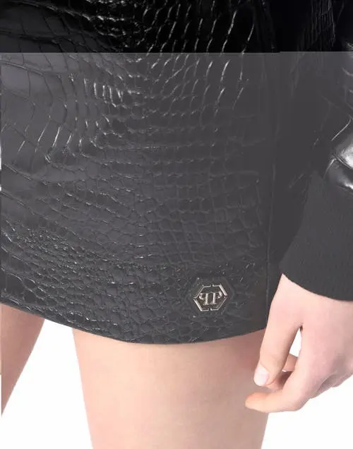 Philipp Plein Croco-print Leather Mini Skirt