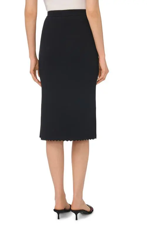 CECE DUPRAZ Embroidered Floral Midi Skirt With Scalloped Hem