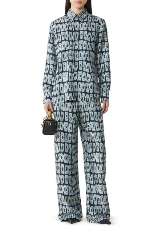 LANVIN Printed Wide-leg Silk Pants