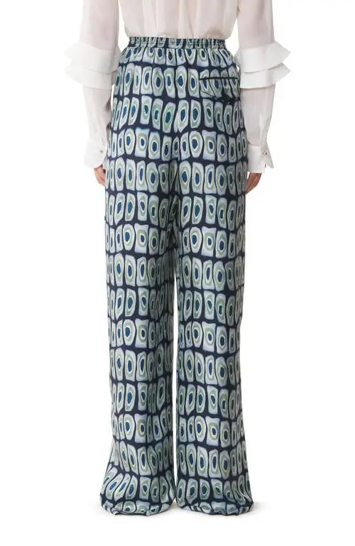 LANVIN Printed Wide-leg Silk Pants