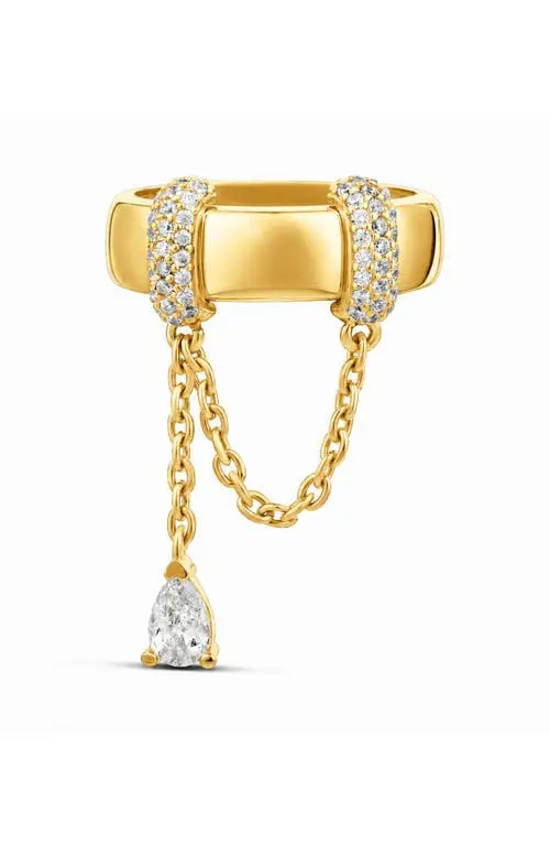 SHYMI Statement Pavé Chain Ring With Pear-cut Cubic Zirconia - Gold