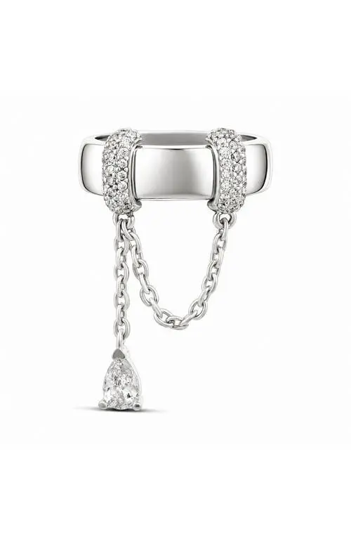 SHYMI Statement Pavé Chain Ring With Pear-cut Cubic Zirconia - Silver