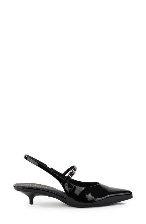 Seychelles Faux Leather Slingback Pumps With Kitten Heel - Black