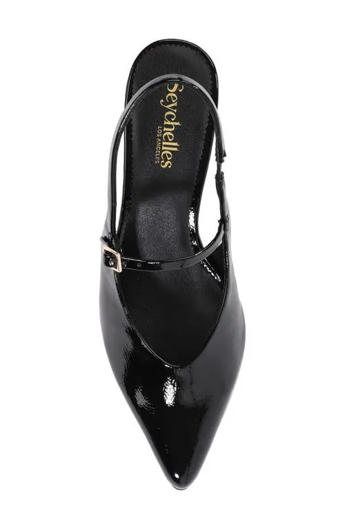 Seychelles Faux Leather Slingback Pumps With Kitten Heel - Black