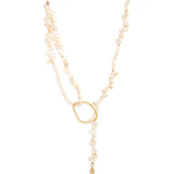 HOUSE OF OLIA Piedrita Freshwater Lariat Necklace - Pearl