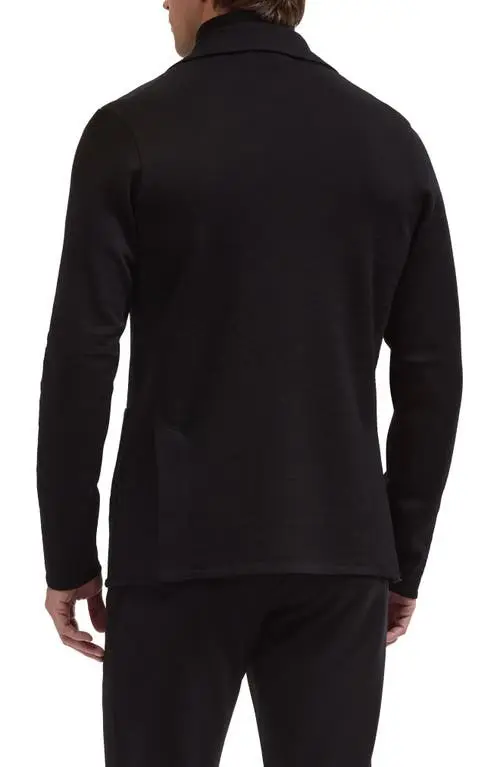 Bugatchi Double-breasted Merino Wool Sweater Blazer - Black
