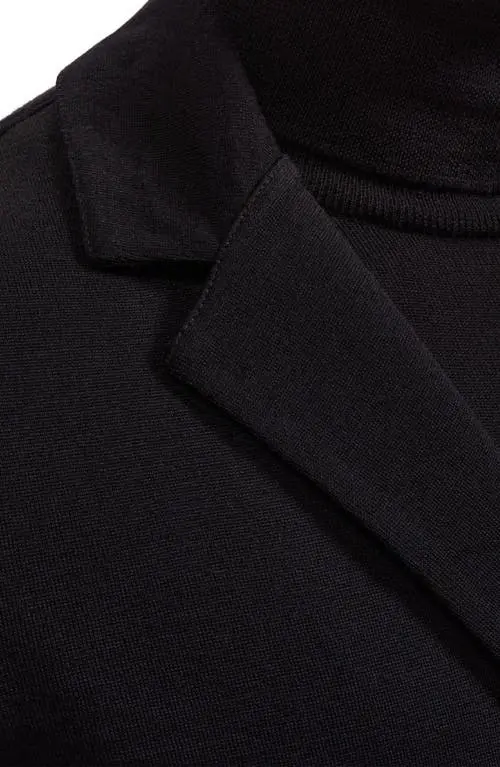 Bugatchi Double-breasted Merino Wool Sweater Blazer - Black