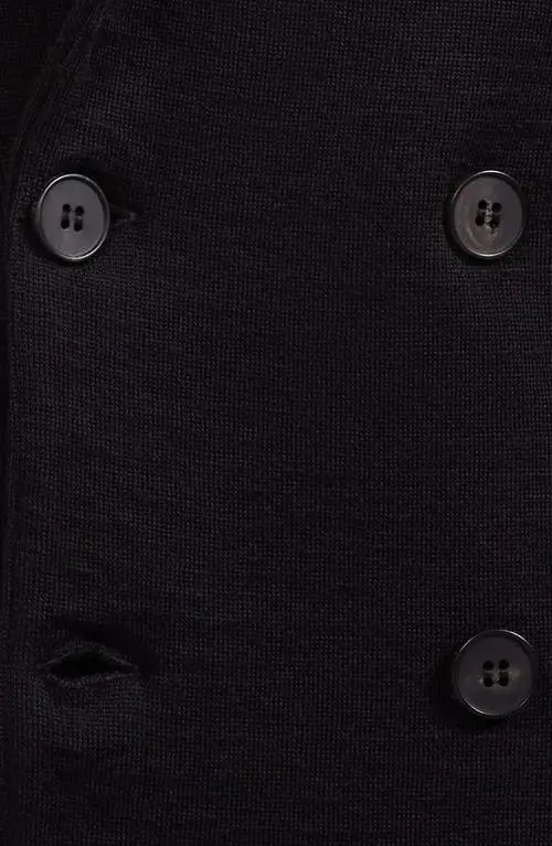 Bugatchi Double-breasted Merino Wool Sweater Blazer - Black