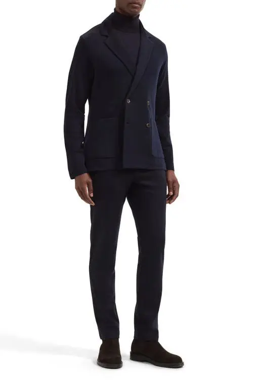Bugatchi Double-breasted Merino Wool Sweater Blazer
