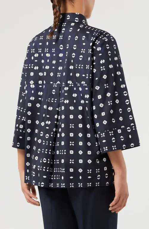 Marina Rinaldi Geometric Print Cotton Shirt