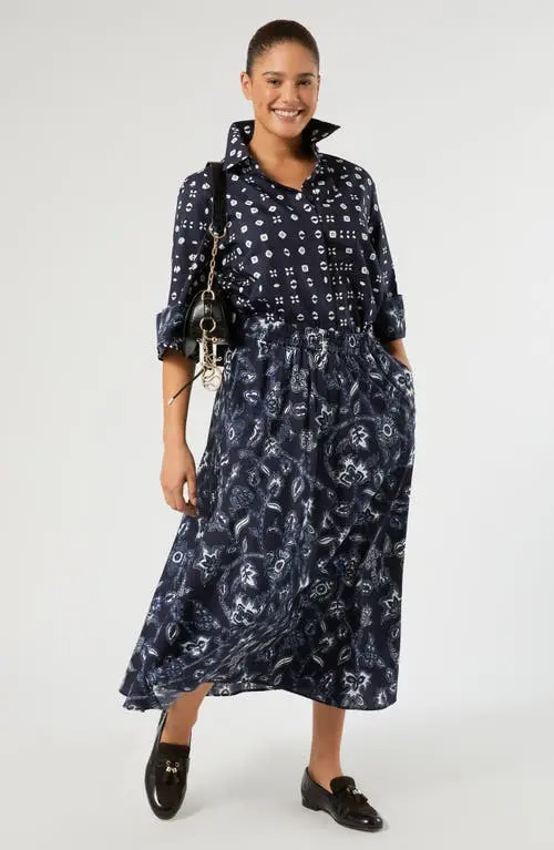 Marina Rinaldi Geometric Print Cotton Shirt