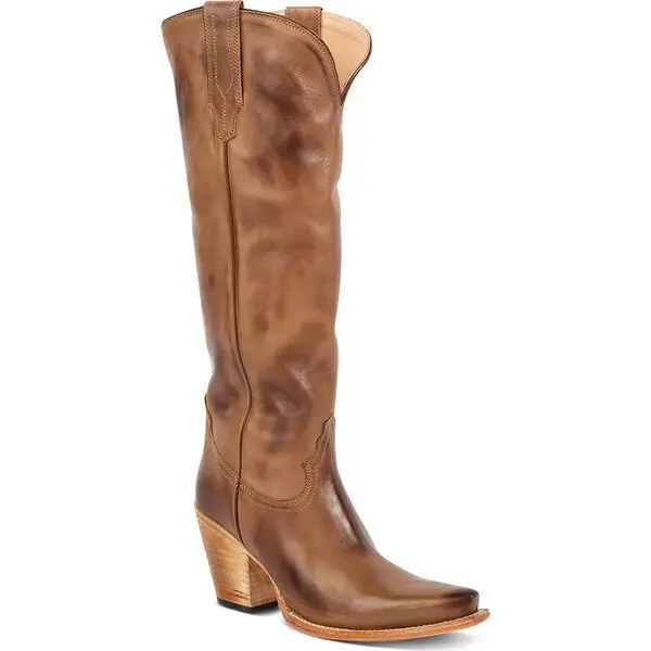 FREEBIRD Thunderbird Knee High Leather Western Boots - Beige