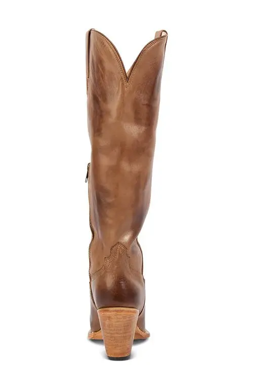 FREEBIRD Thunderbird Knee High Leather Western Boots - Beige