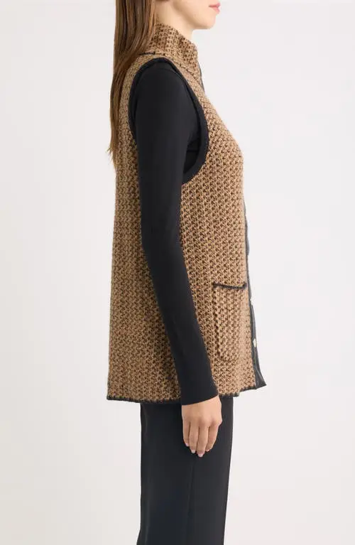 Anne Klein Metallic Bouclè Knit Vest