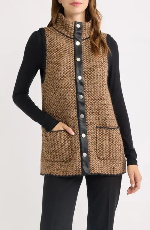 Anne Klein Metallic Bouclè Knit Vest