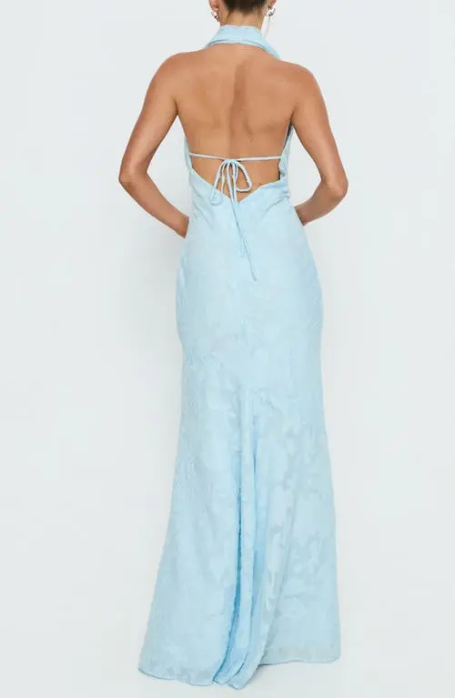 Princess Polly Halter Neck Cowl Plunge Textured Maxi Dress
