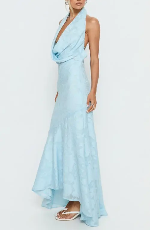 Princess Polly Halter Neck Cowl Plunge Textured Maxi Dress