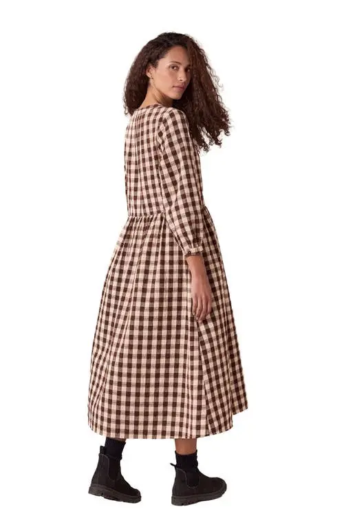 CELTIC & CO. Collarless Gingham Midi Dress
