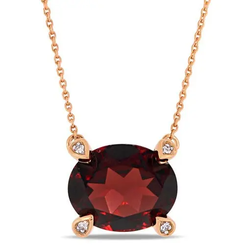 JULIANNA B. Oval-cut & Diamond Necklace 10k - Garnet