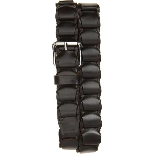 LEMAIRE Woven Leather Link Belt - Dark Brown