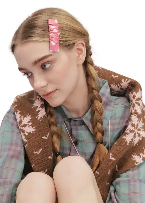 OLAH Polka Dot Silk Hair Barrette Clip