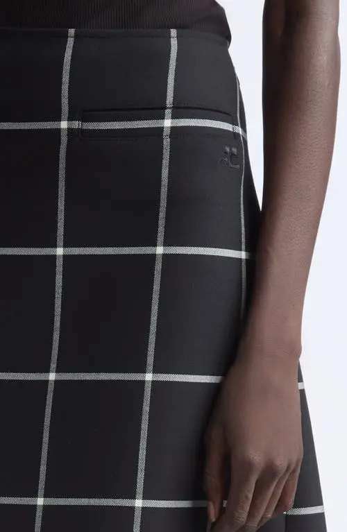 COURREGES Windowpane Check Knee-length Skirt - Black/white