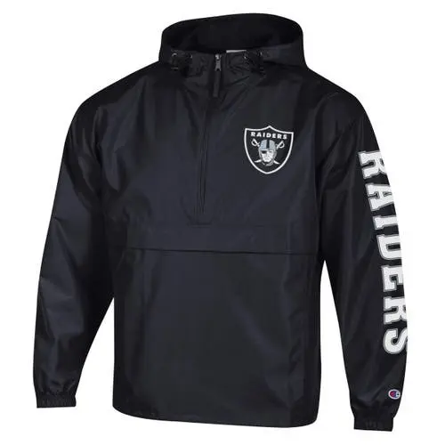 Champion Las Vegas Raiders Packable Hooded Windbreaker Half-zip Jacket