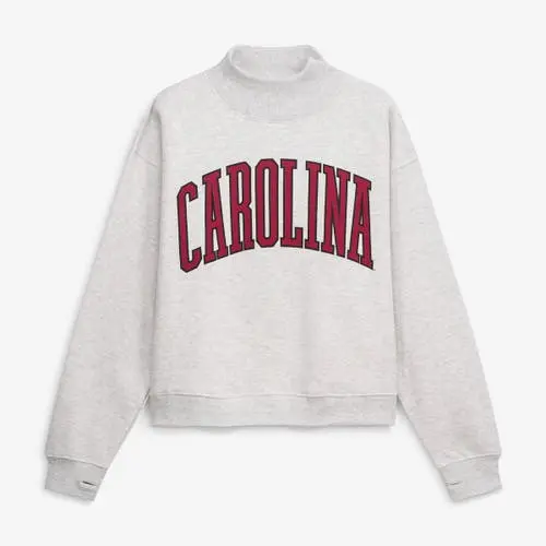 PRESSBOX South Carolina Gamecocks Oversized Nelson Mock Neck Sweatshirt - Ash