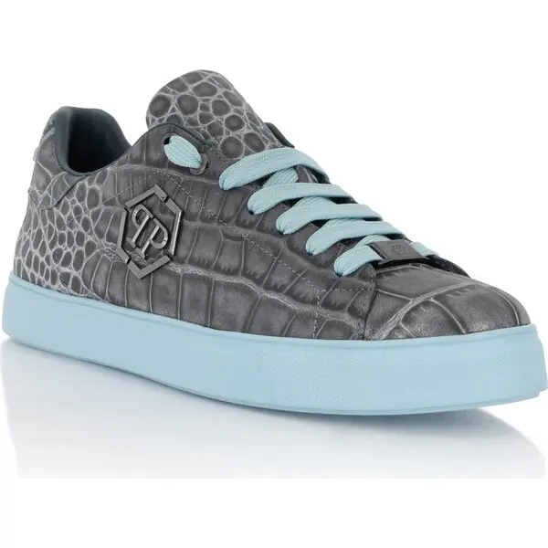 Philipp Plein Croc Effect Leather Low-top Sneakers