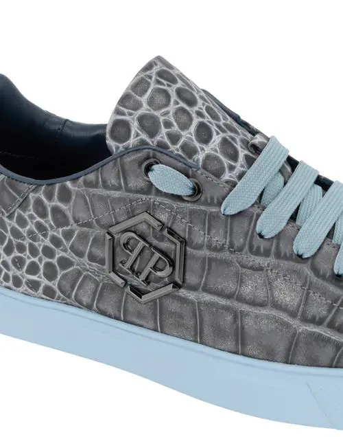 Philipp Plein Croc Effect Leather Low-top Sneakers